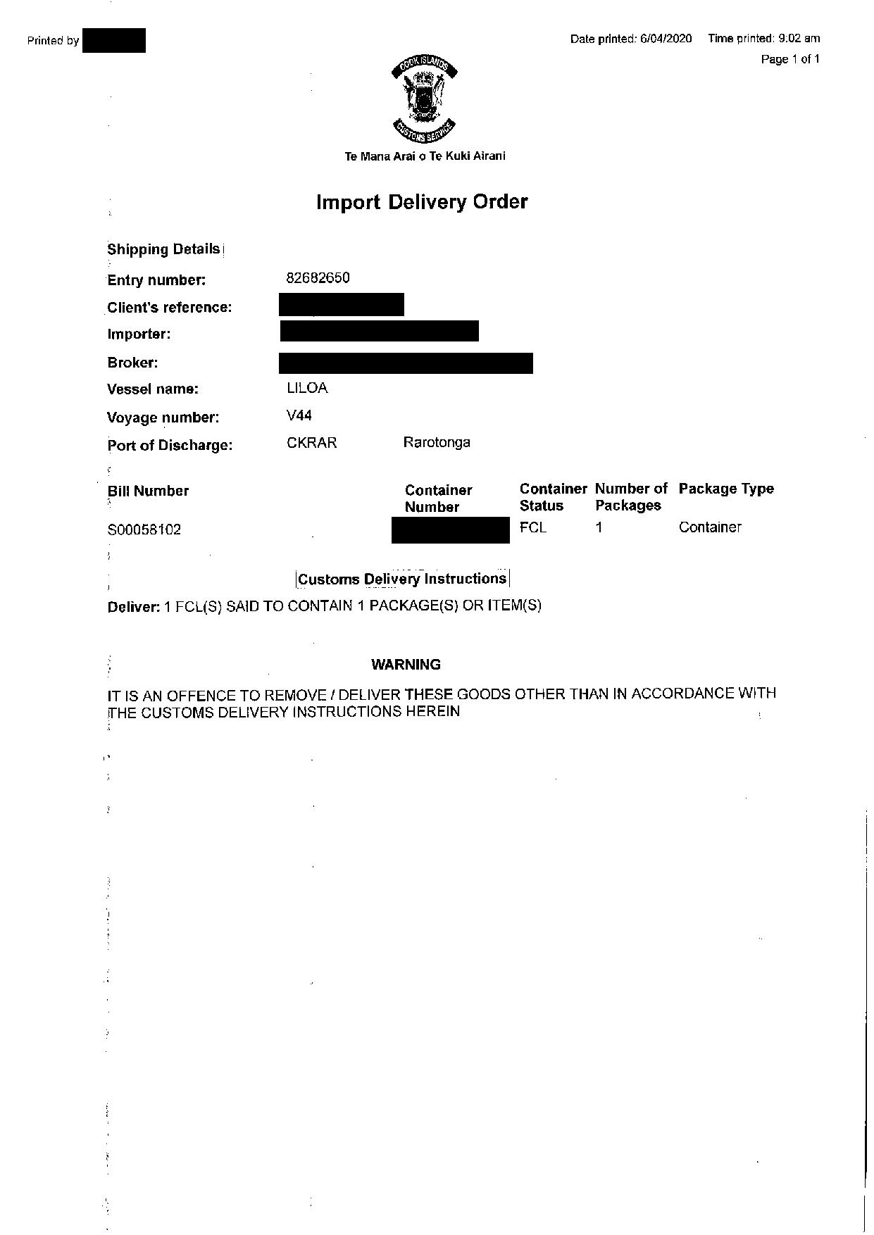 Cook Islands trade information portal import and export/import procedures